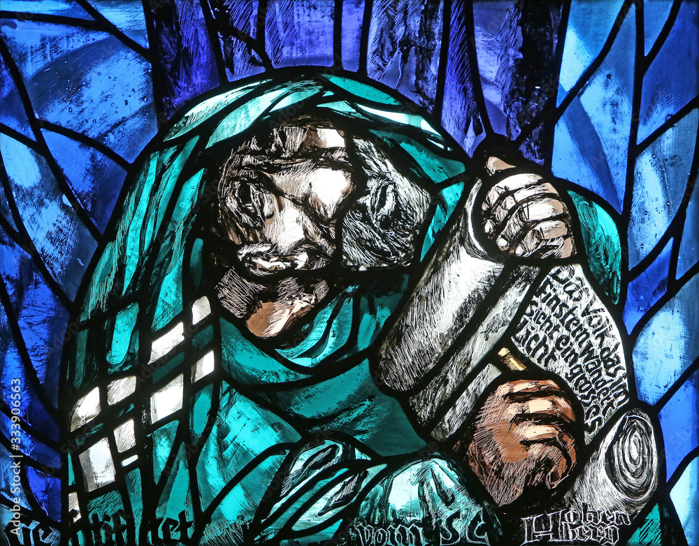 The prophet Isaiah, detail of stained glass window by Sieger Koder in ...