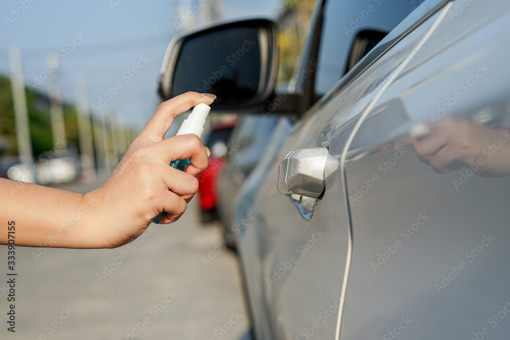 Clean the door handle with an alcohol spray. Before holding ther car ...