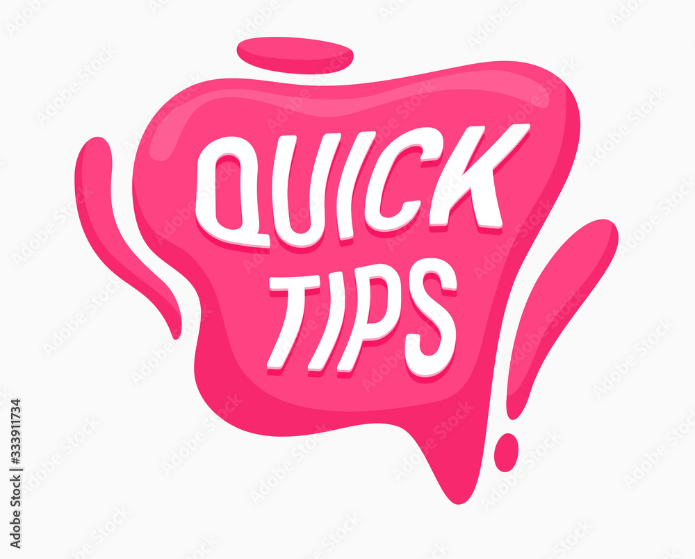Quick Tips Quote Banner with Big Pink Speech Bubble and Exclamation ...