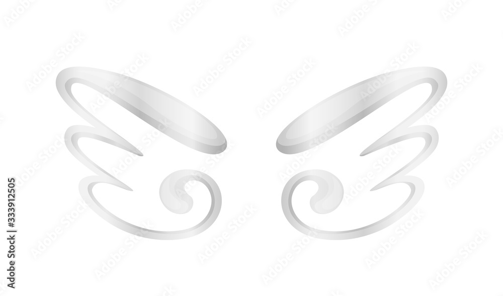 angel wings icon silver isolated on white background, cute cartoon ...