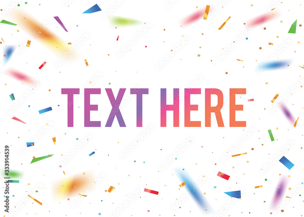 Vector white party background template with colorful rainbow confetti ...