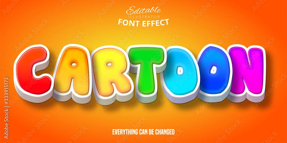 Cartoon text, 3d editable font effect Stock Vector | Adobe Stock