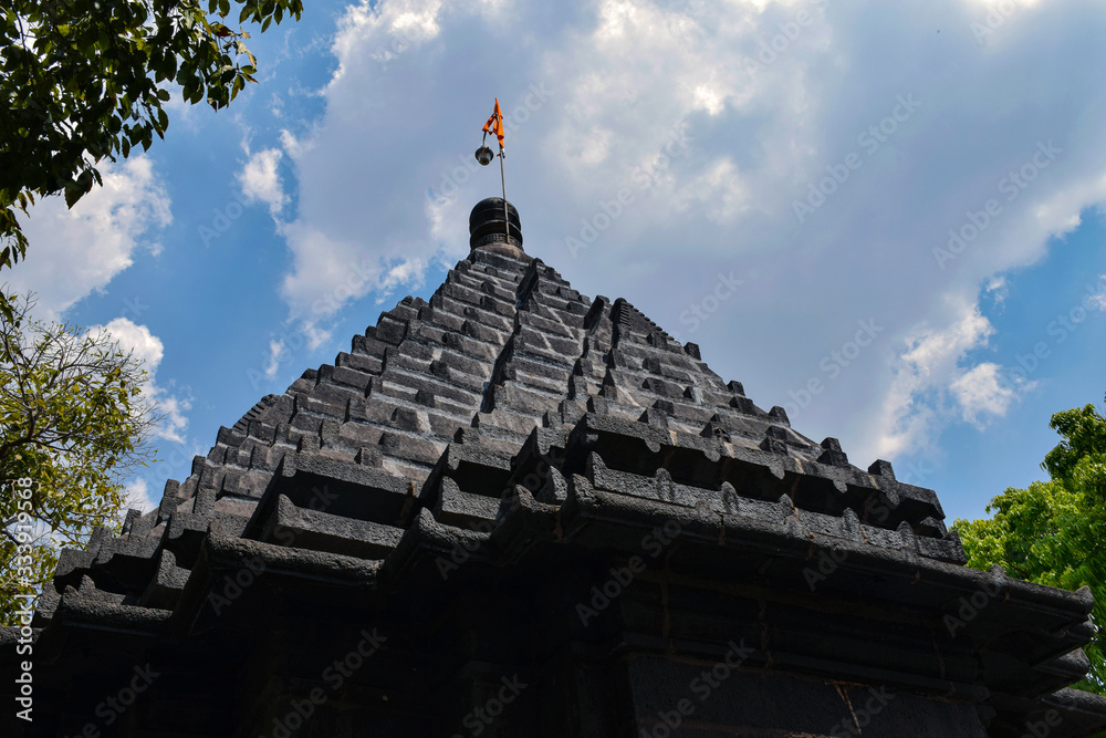 Top view of ancient shiva temple in Indian village constructed using ...