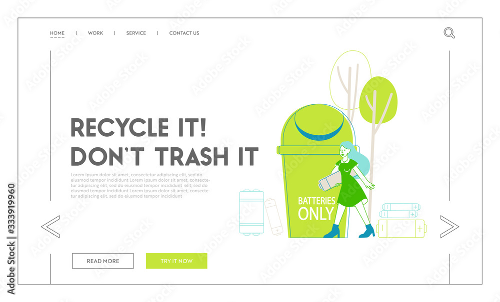 Sorting E-Waste, Garbage Segregation Landing Page Template. Woman ...