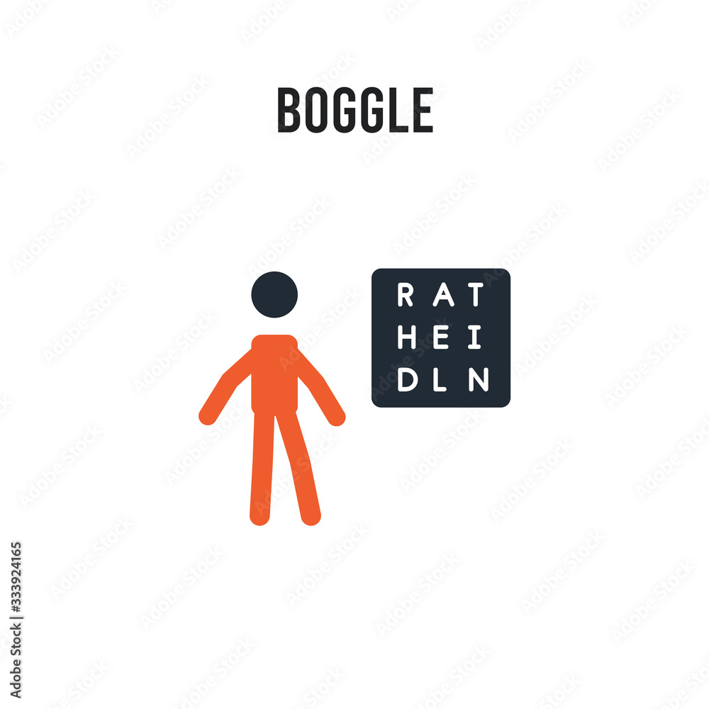Boggle vector icon on white background. Red and black colored Boggle ...