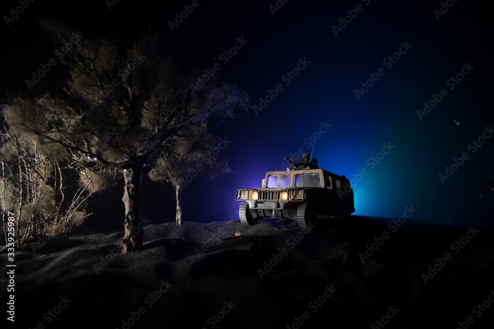 War Concept. Battle scene on war fog sky background, Fighting ...