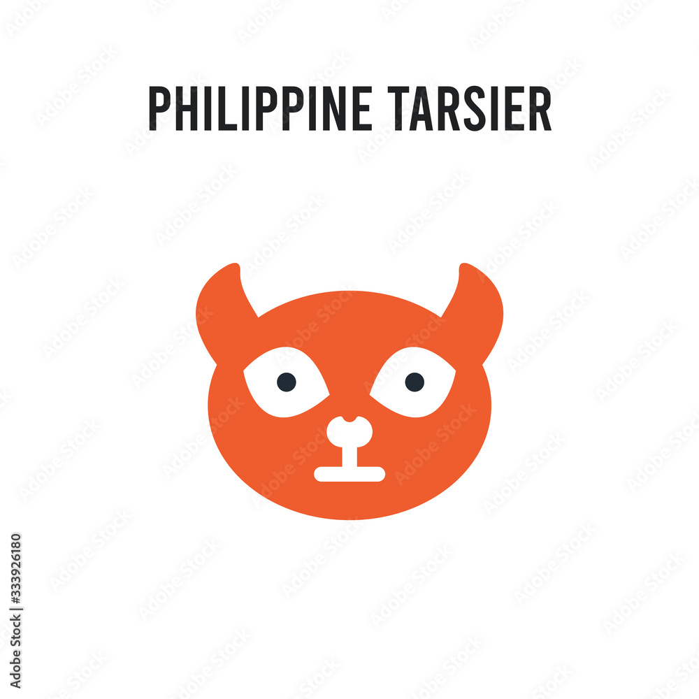Philippine tarsier vector icon on white background. Red and black ...