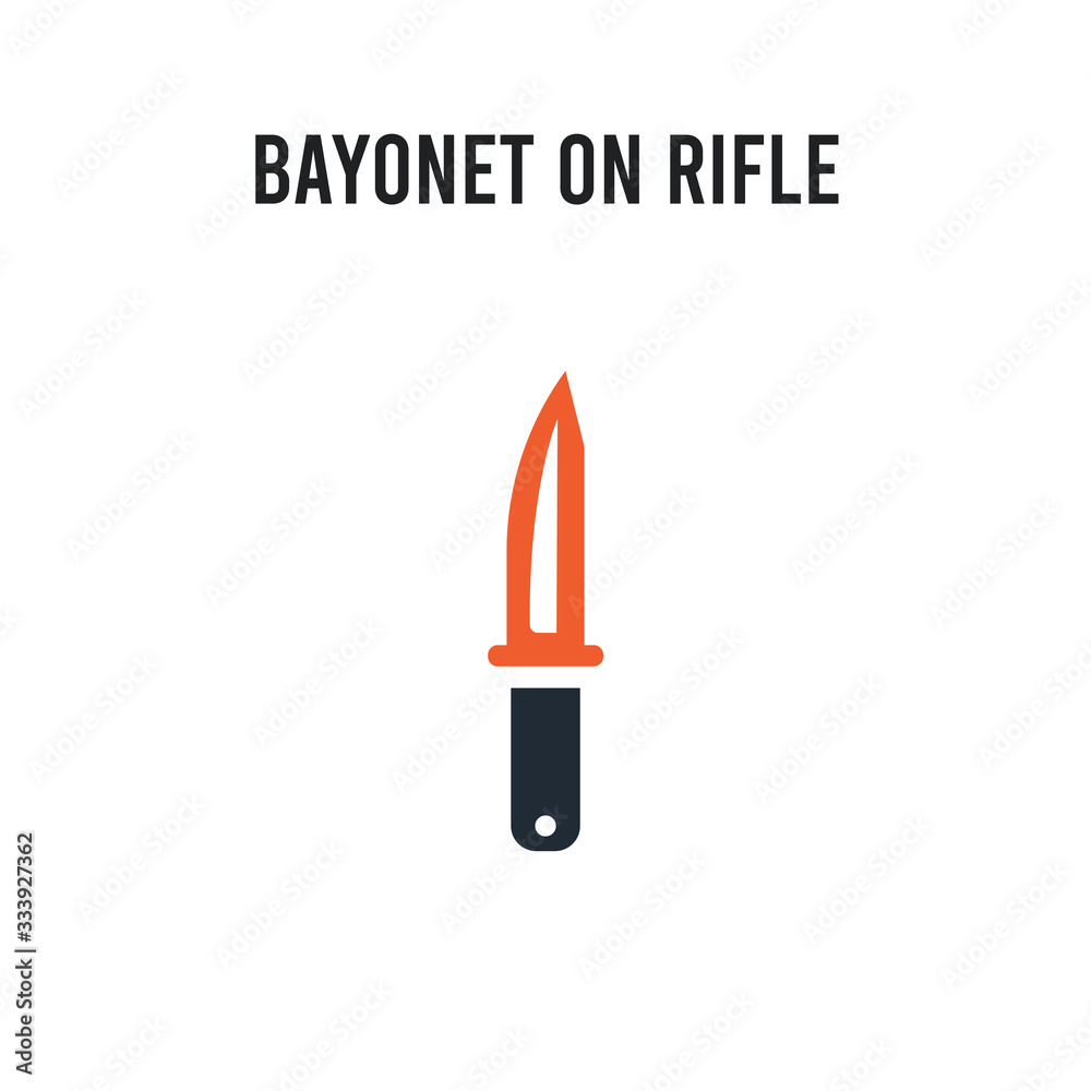 Bayonet On Rifle vector icon on white background. Red and black colored Bayonet On Rifle icon ...