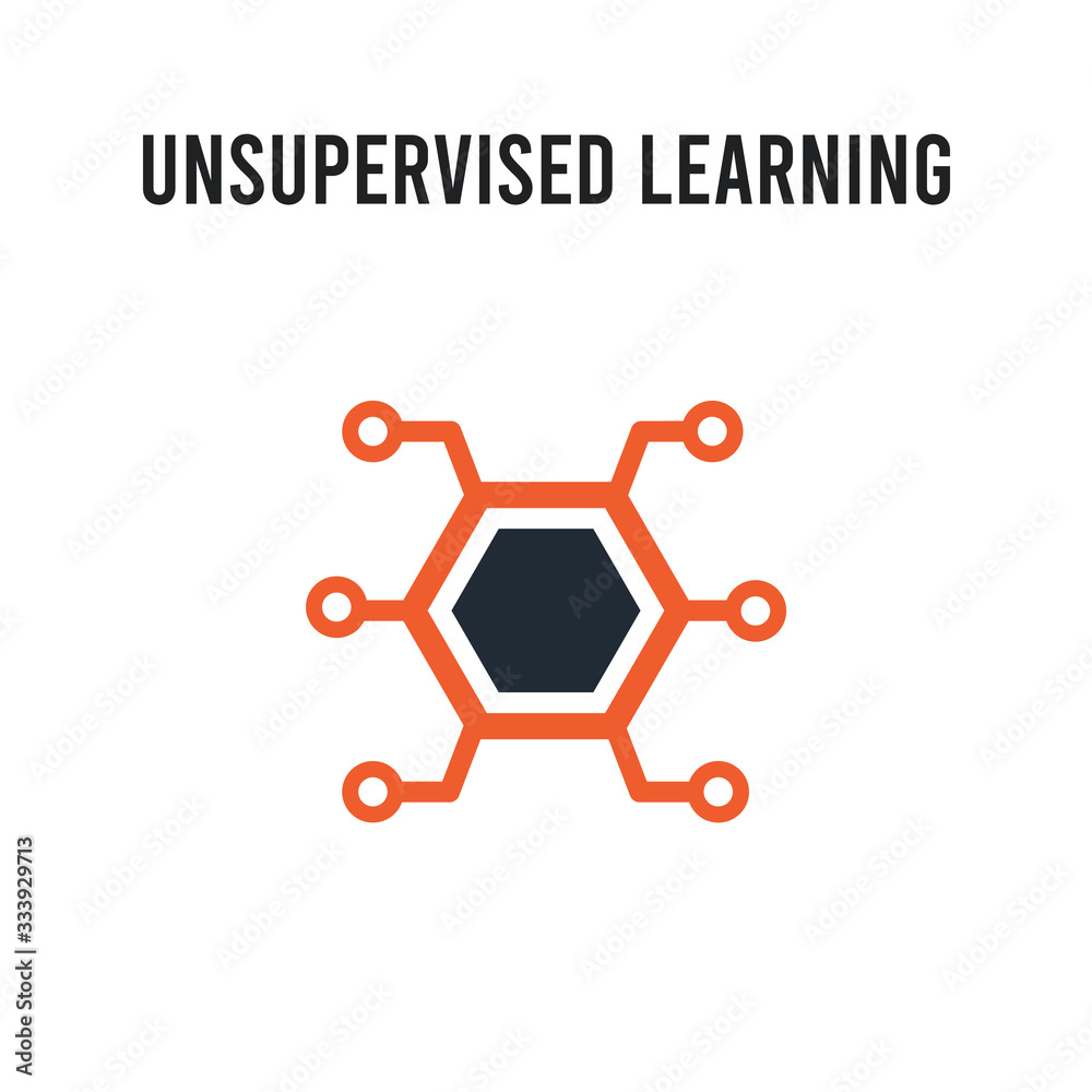 Unsupervised learning vector icon on white background. Red and black ...