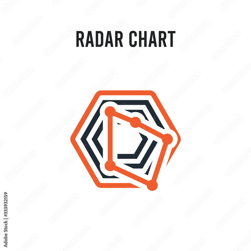 radar chart vector icon on white background. Red and black colored ...