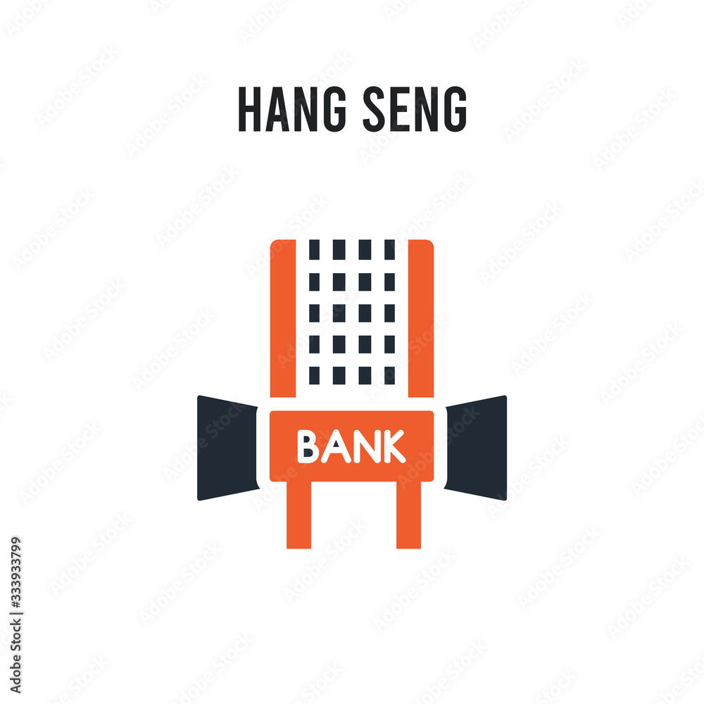 Hang Seng vector icon on white background. Red and black colored Hang ...