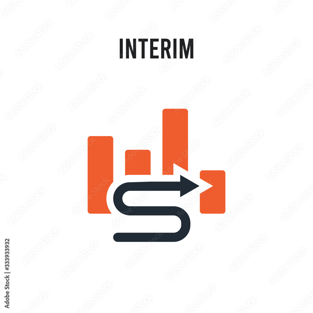 Interim vector icon on white background. Red and black colored Interim ...