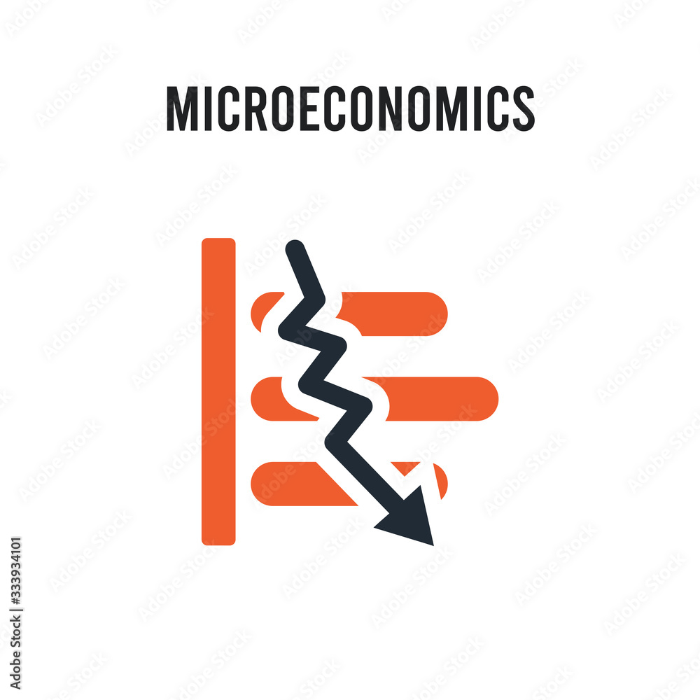 Microeconomics vector icon on white background. Red and black colored ...