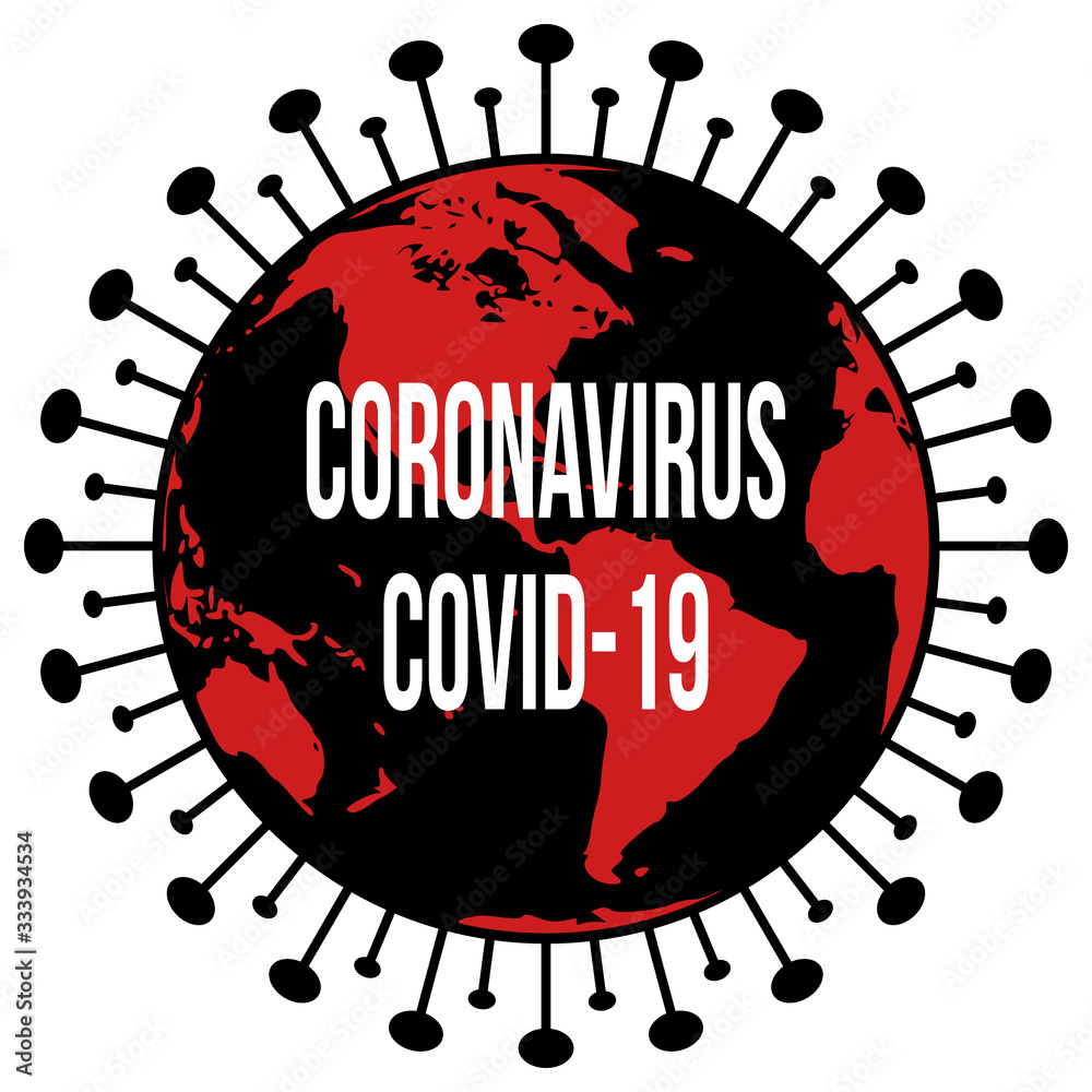 A Coronavirus (CoVid19) disease graphic design with a black and red ...