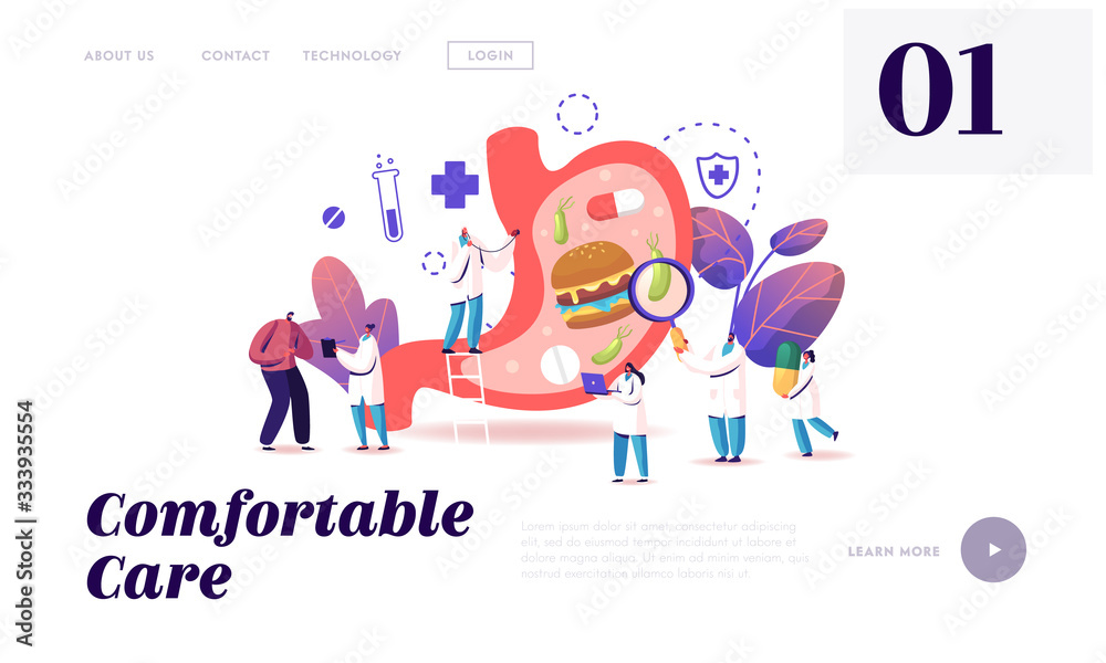 Gastroenterology Landing Page Template. Stomachache and Helicobacter ...