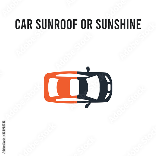 car sunroof or sunshine roof vector icon on white background. Red and ...