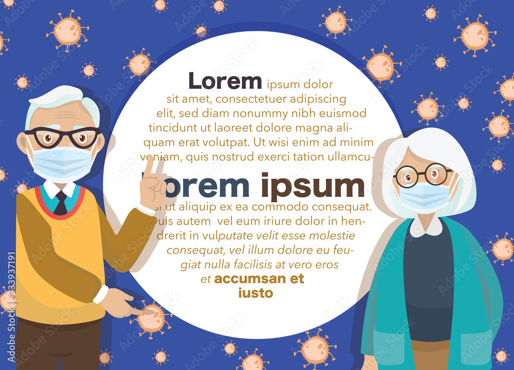 Coronavirus COVID-19 preventions infographic. Old Man and Old Woman ...