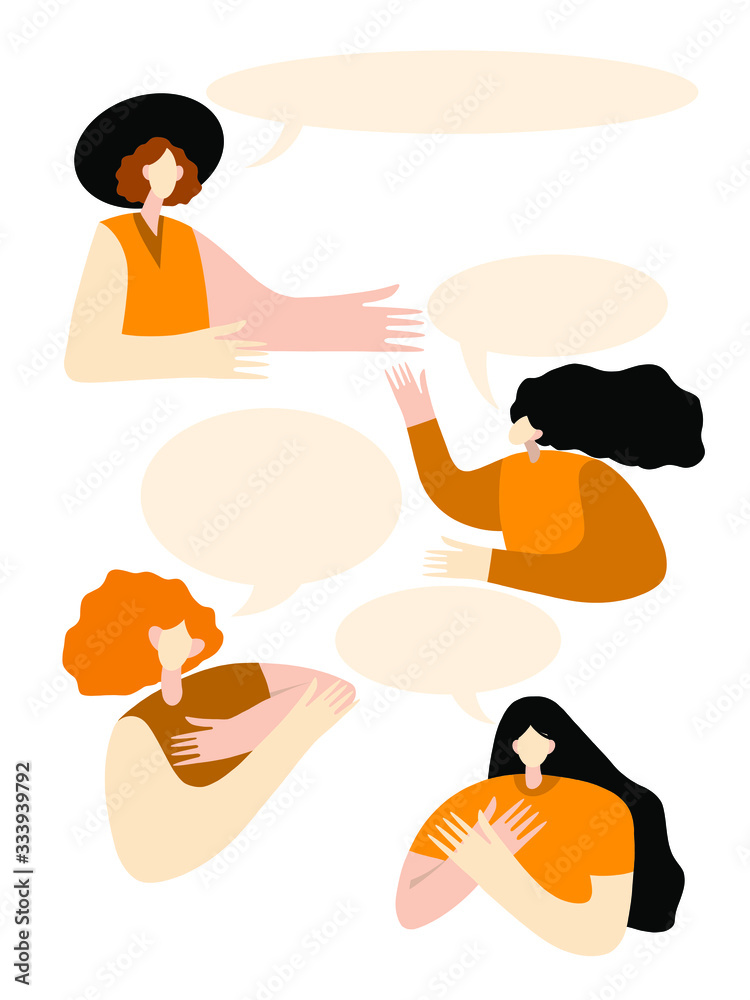 Collection of portraits of thoughtful girls. Bundle of smart women ...