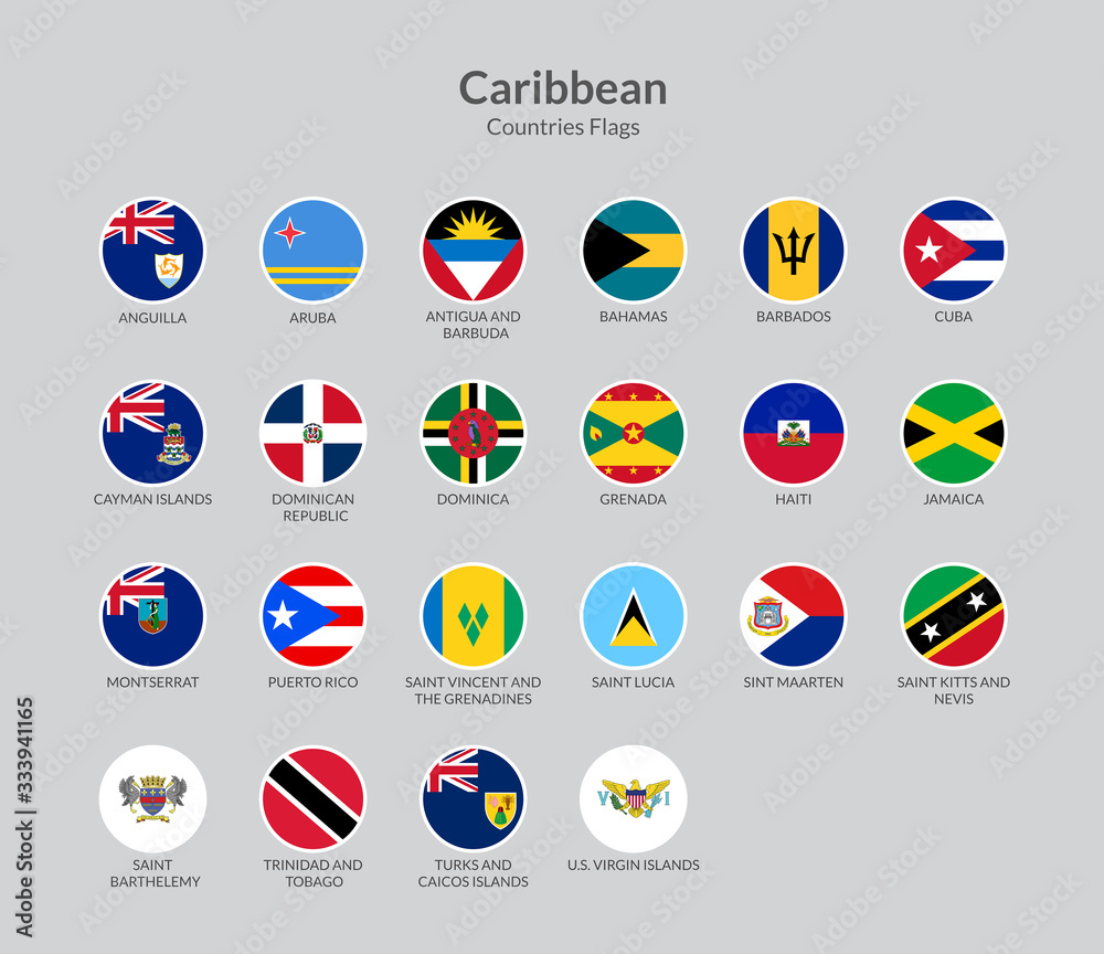 Caribbean Countries countries flag icons collection Stock Vector ...