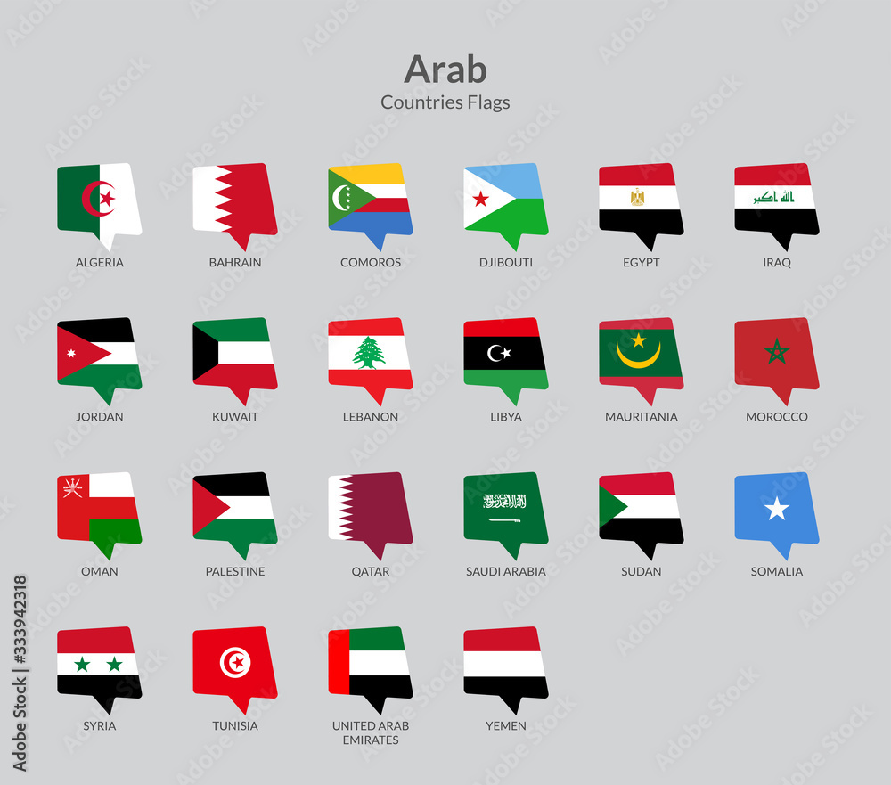 Arab countries flag icons collection Stock Vector | Adobe Stock