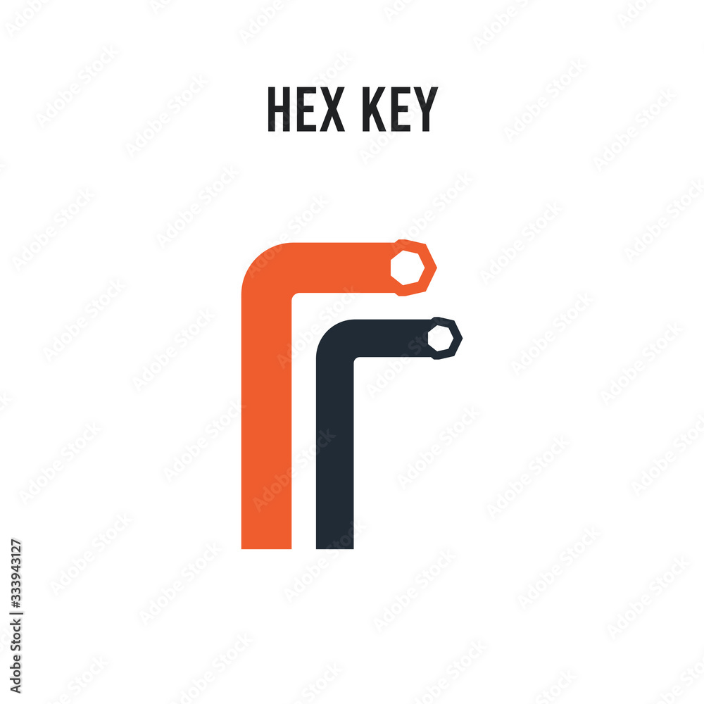 Hex key vector icon on white background. Red and black colored Hex key ...