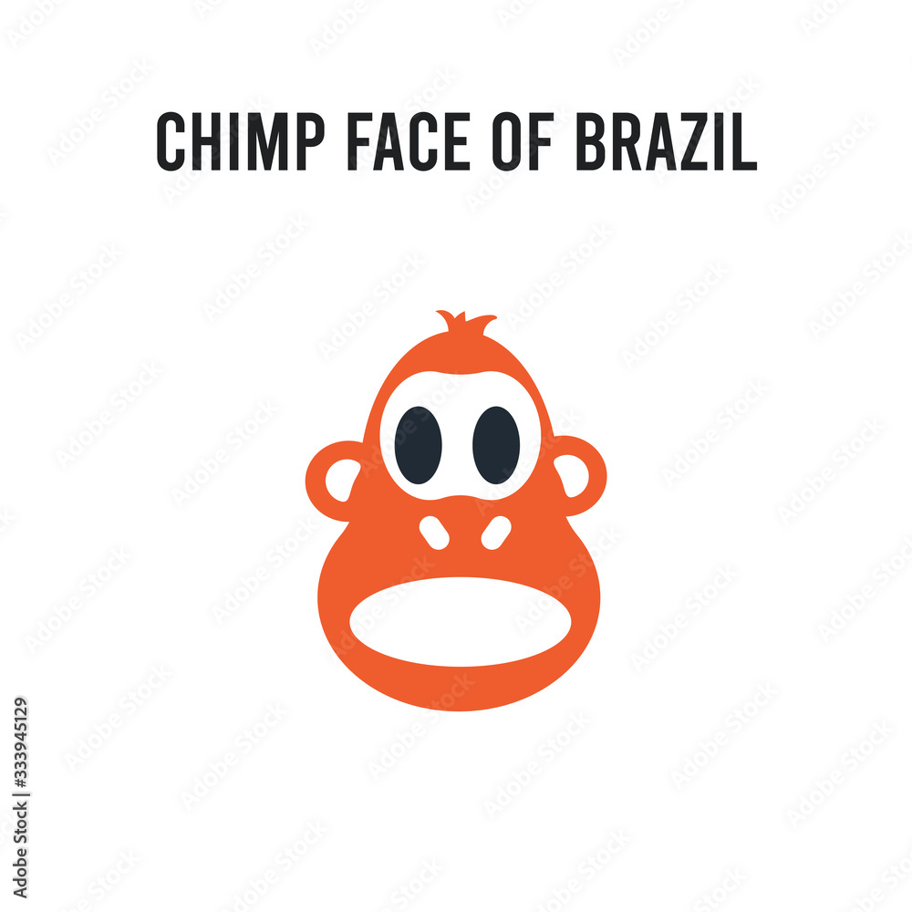 Chimp face of Brazil vector icon on white background. Red and black ...