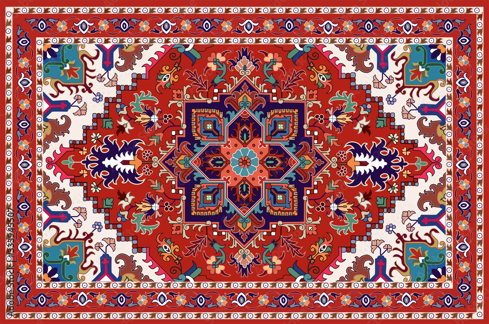 Illustrated Persian carpet original design, tribal texture. Stock ...