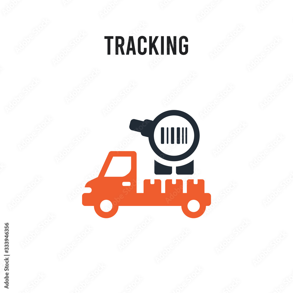 Tracking vector icon on white background. Red and black colored ...