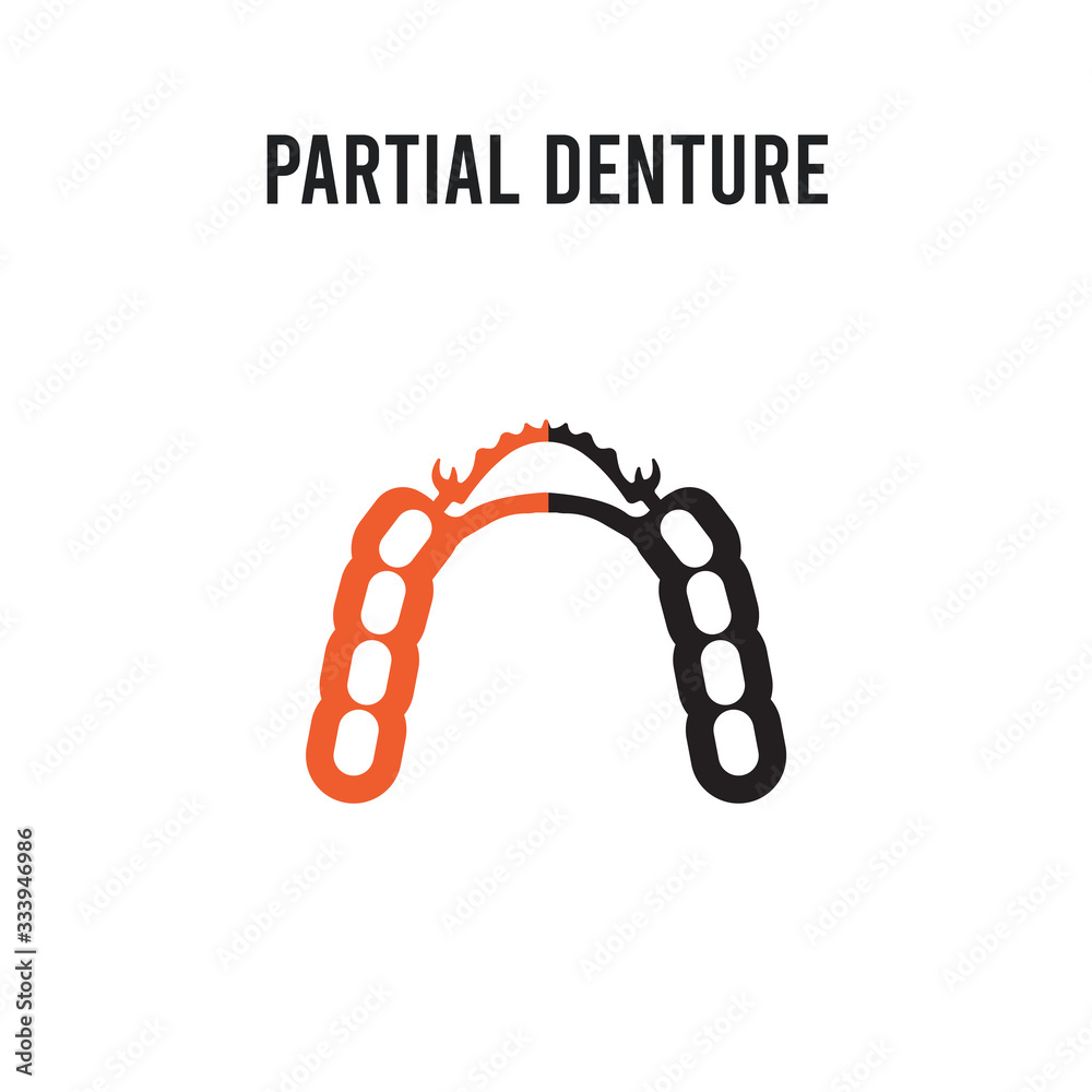Partial Denture vector icon on white background. Red and black colored ...