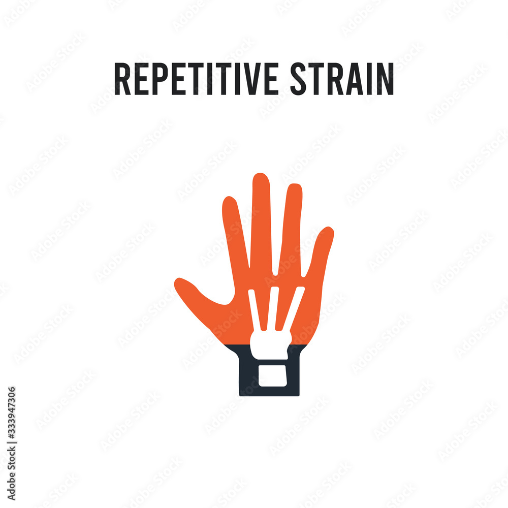 Repetitive strain injury vector icon on white background. Red and black ...