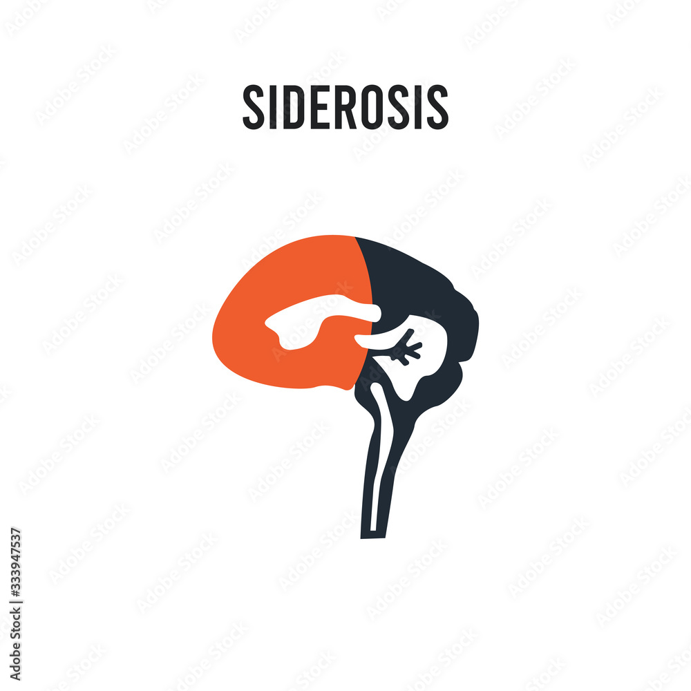 Siderosis vector icon on white background. Red and black colored ...