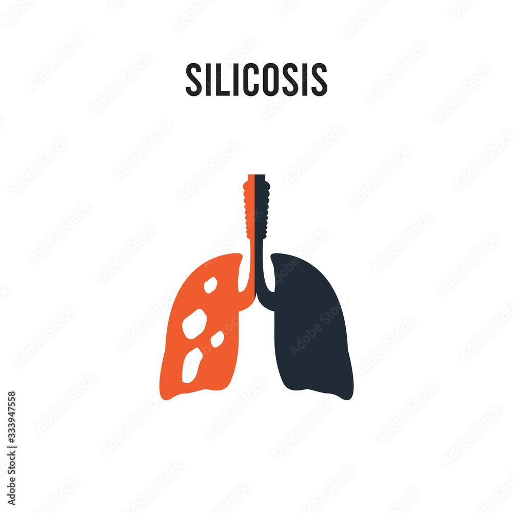 Silicosis vector icon on white background. Red and black colored ...