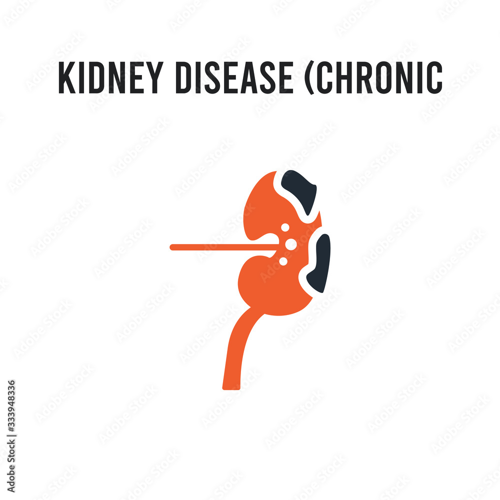 Kidney Disease (Chronic Kidney Disease) vector icon on white background ...