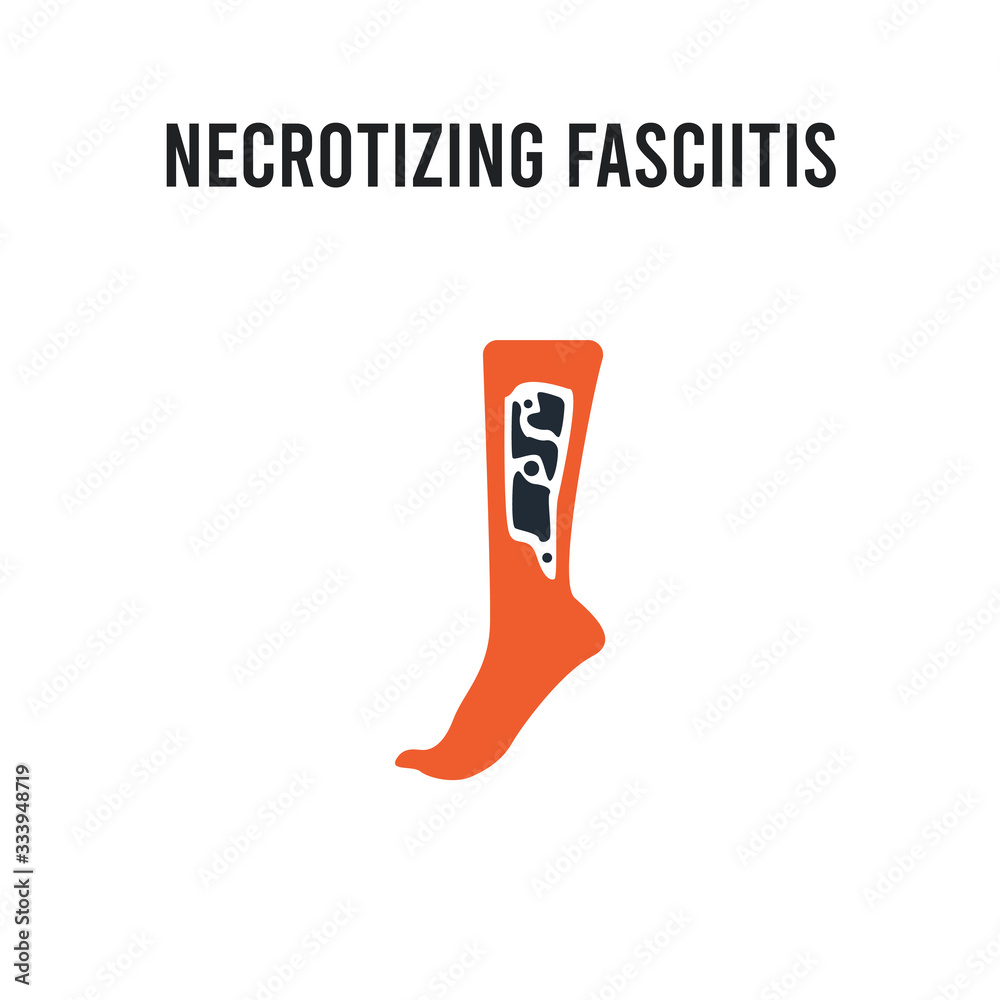 Necrotizing Fasciitis vector icon on white background. Red and black ...