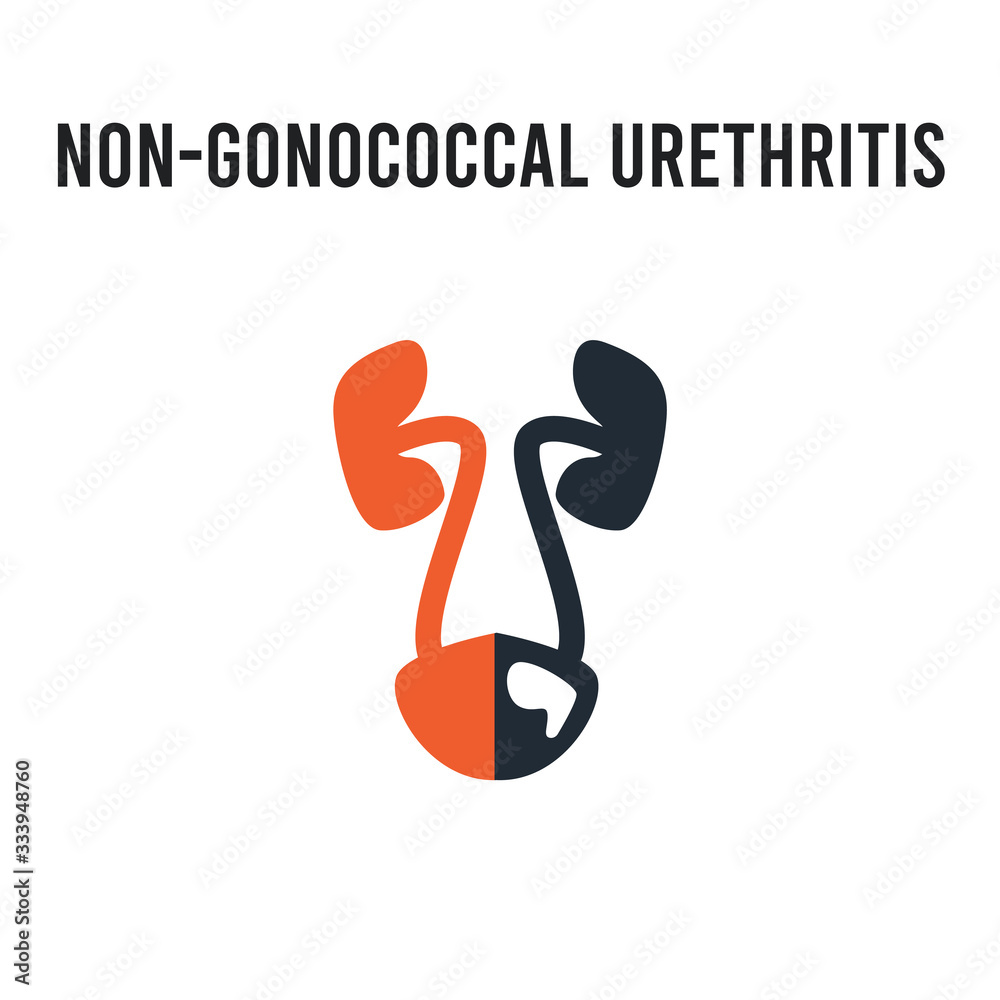 Non-gonococcal urethritis vector icon on white background. Red and ...