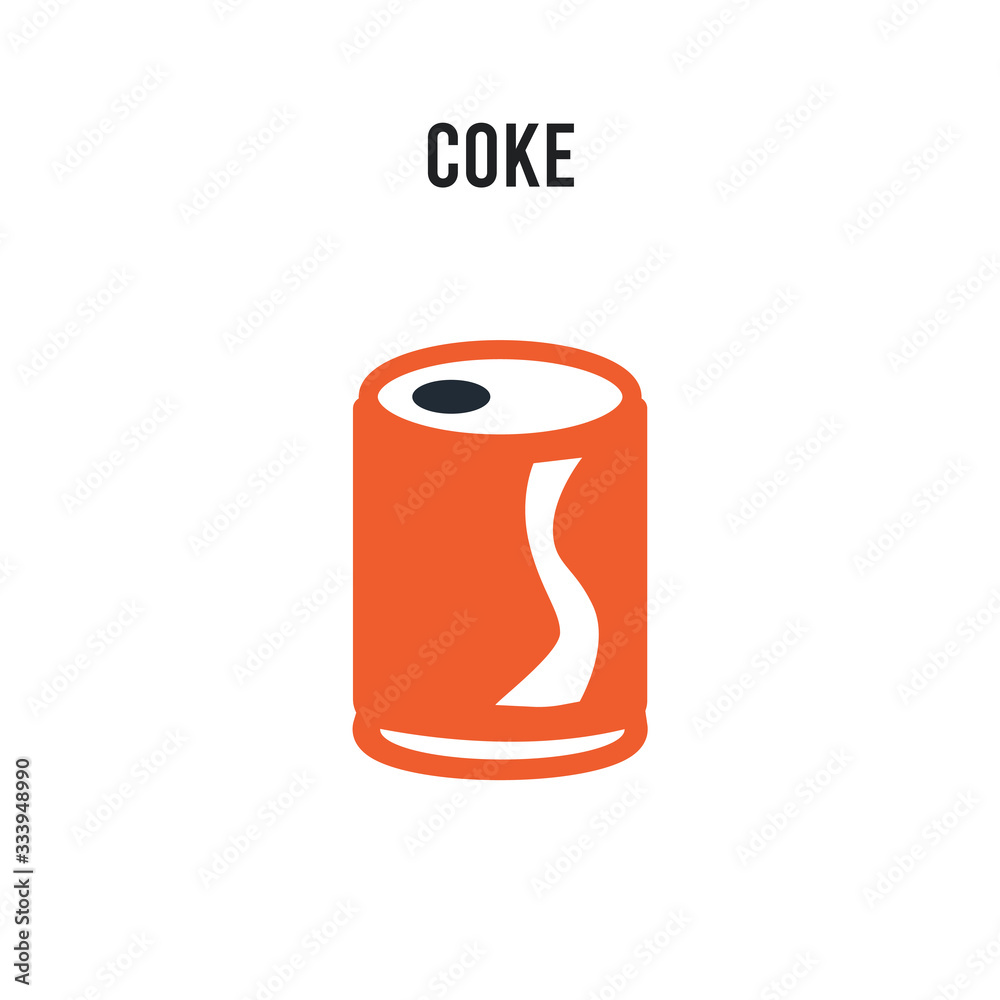 coke vector icon on white background. Red and black colored coke icon ...