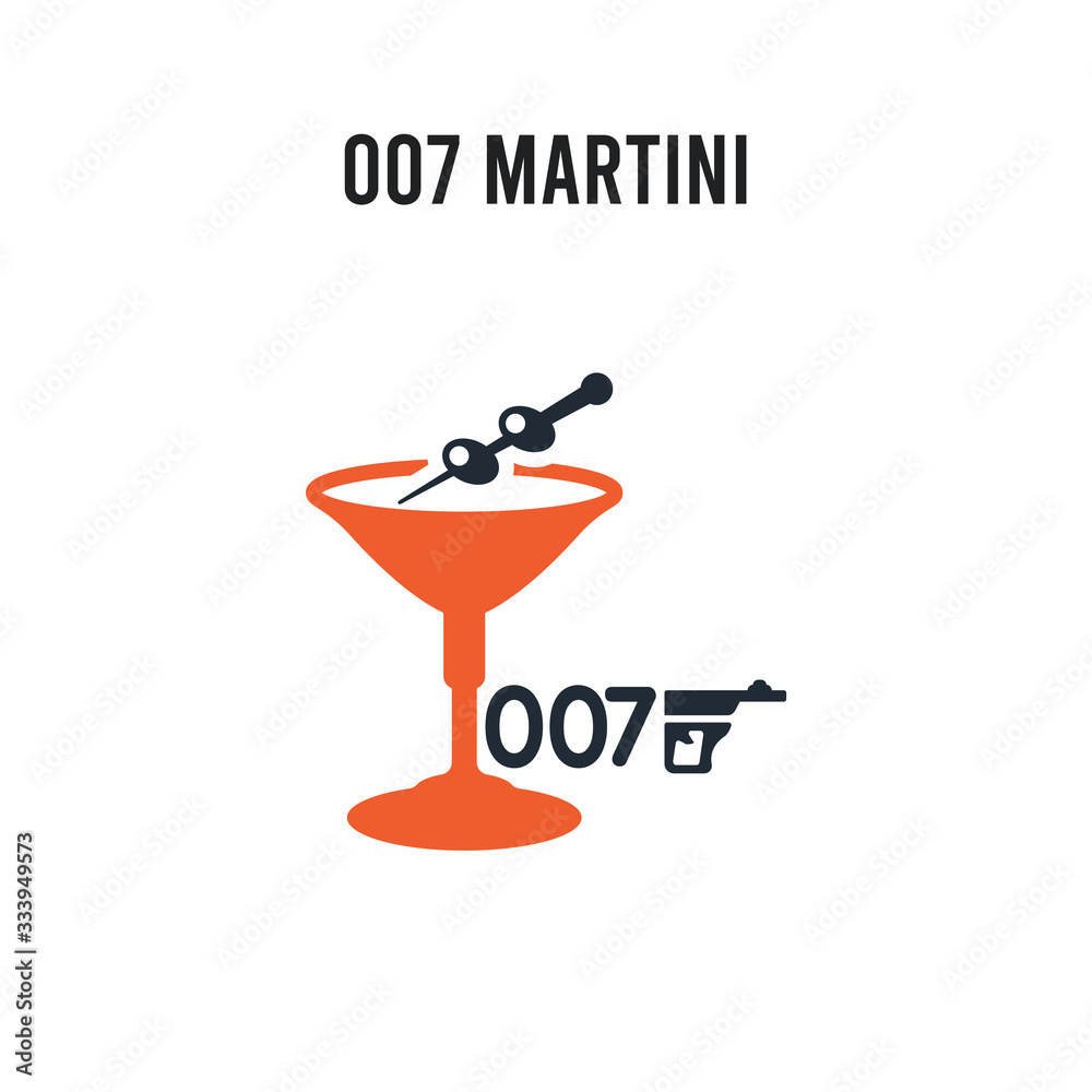 007 Martini vector icon on white background. Red and black colored 007 ...