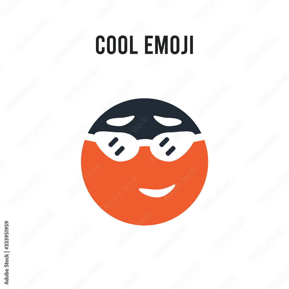 Cool emoji vector icon on white background. Red and black colored Cool ...
