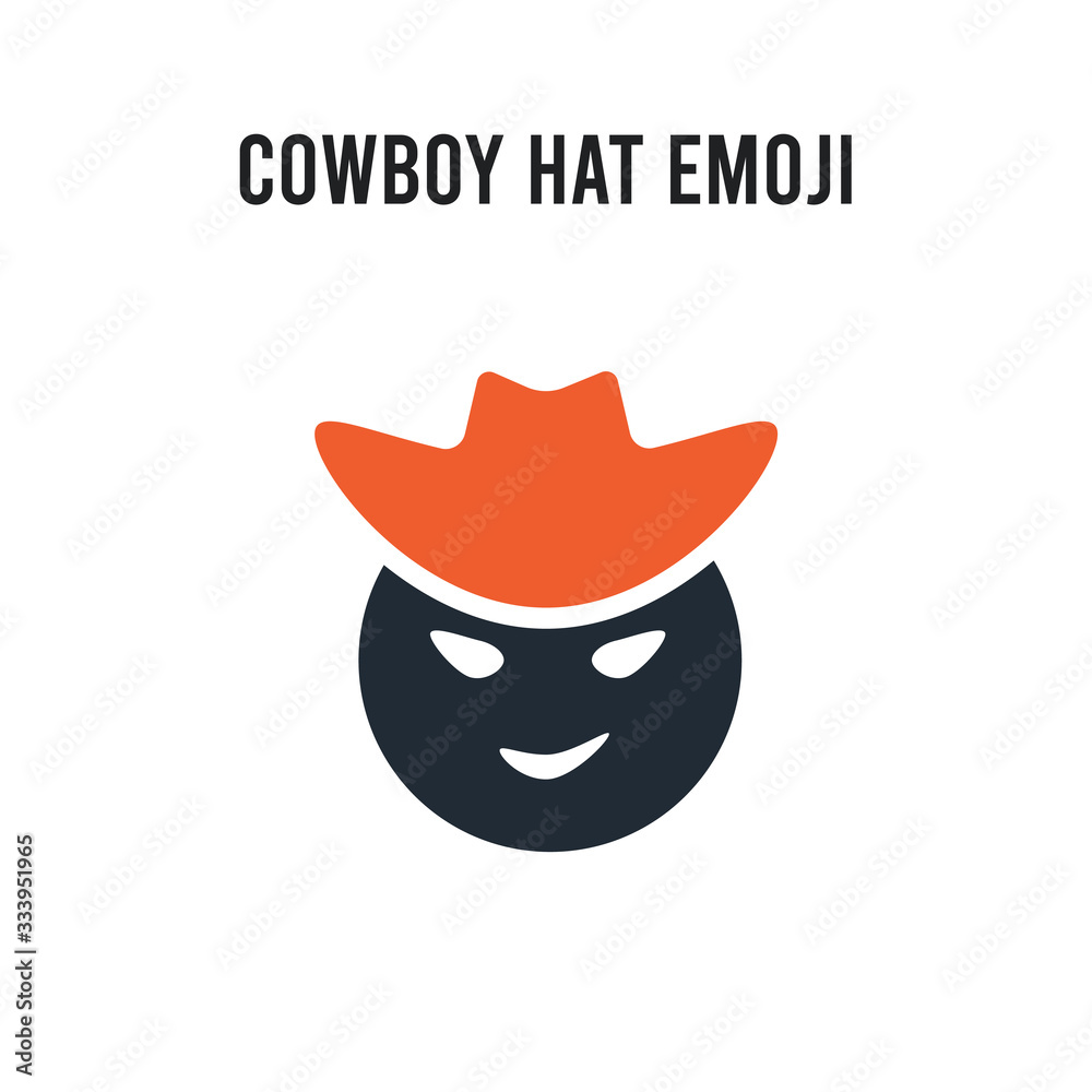 Cowboy Hat emoji vector icon on white background. Red and black colored ...