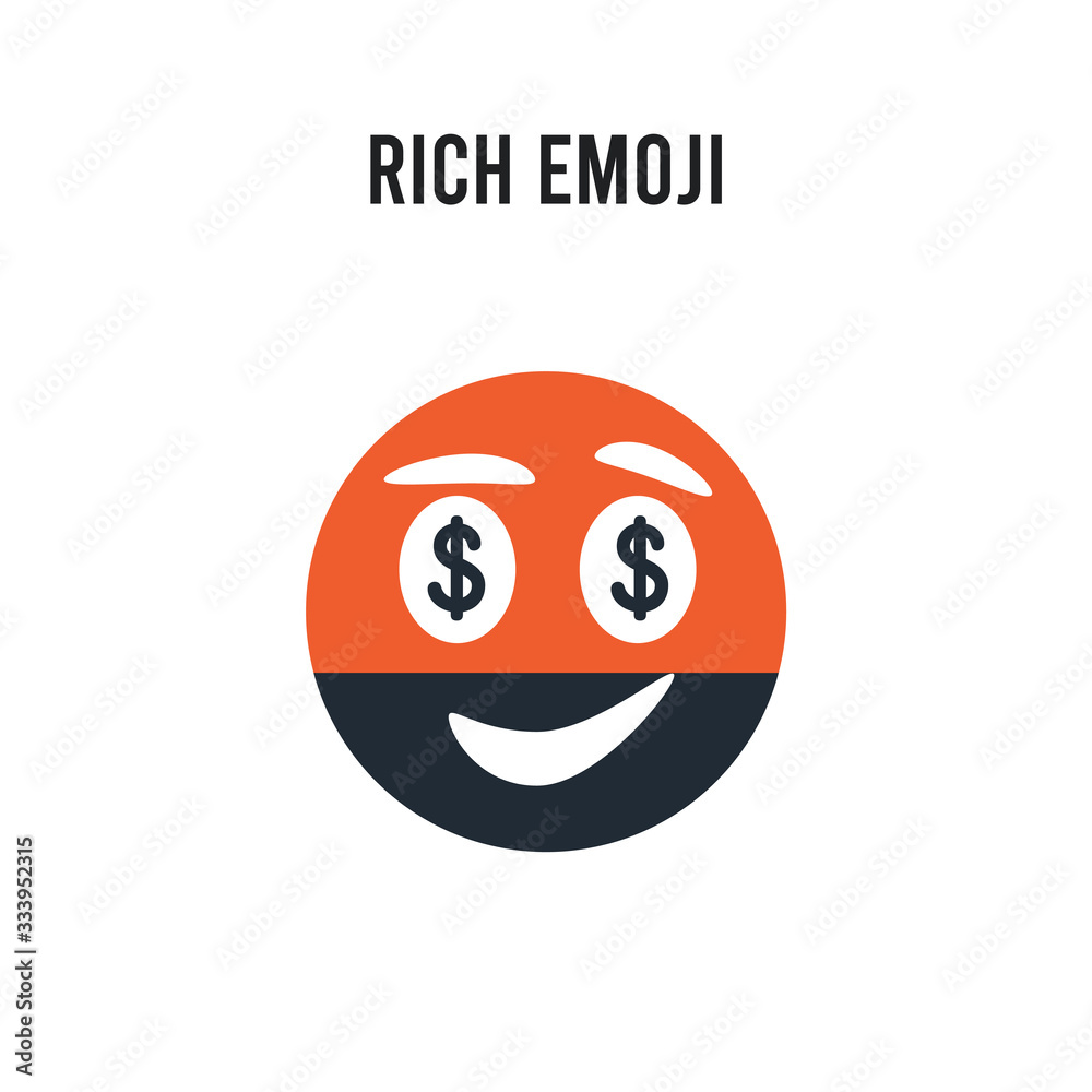 Rich emoji vector icon on white background. Red and black colored Rich ...