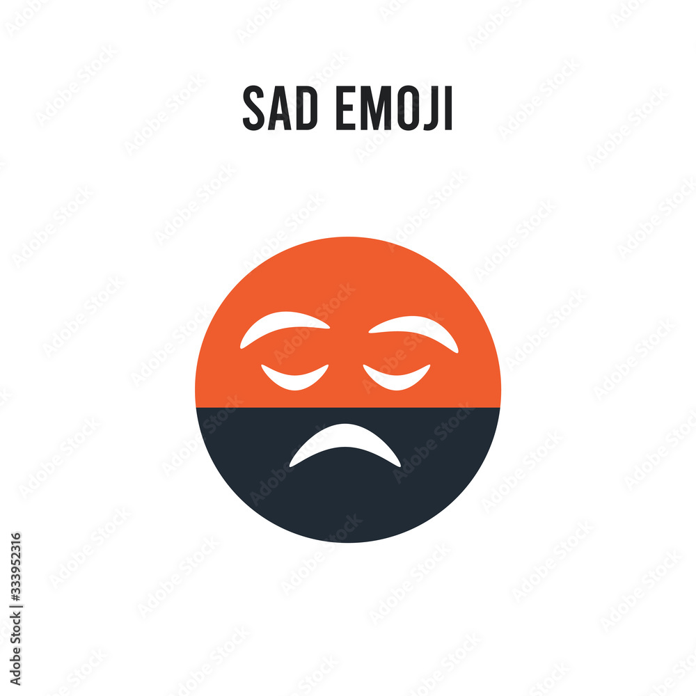 Sad emoji vector icon on white background. Red and black colored Sad ...