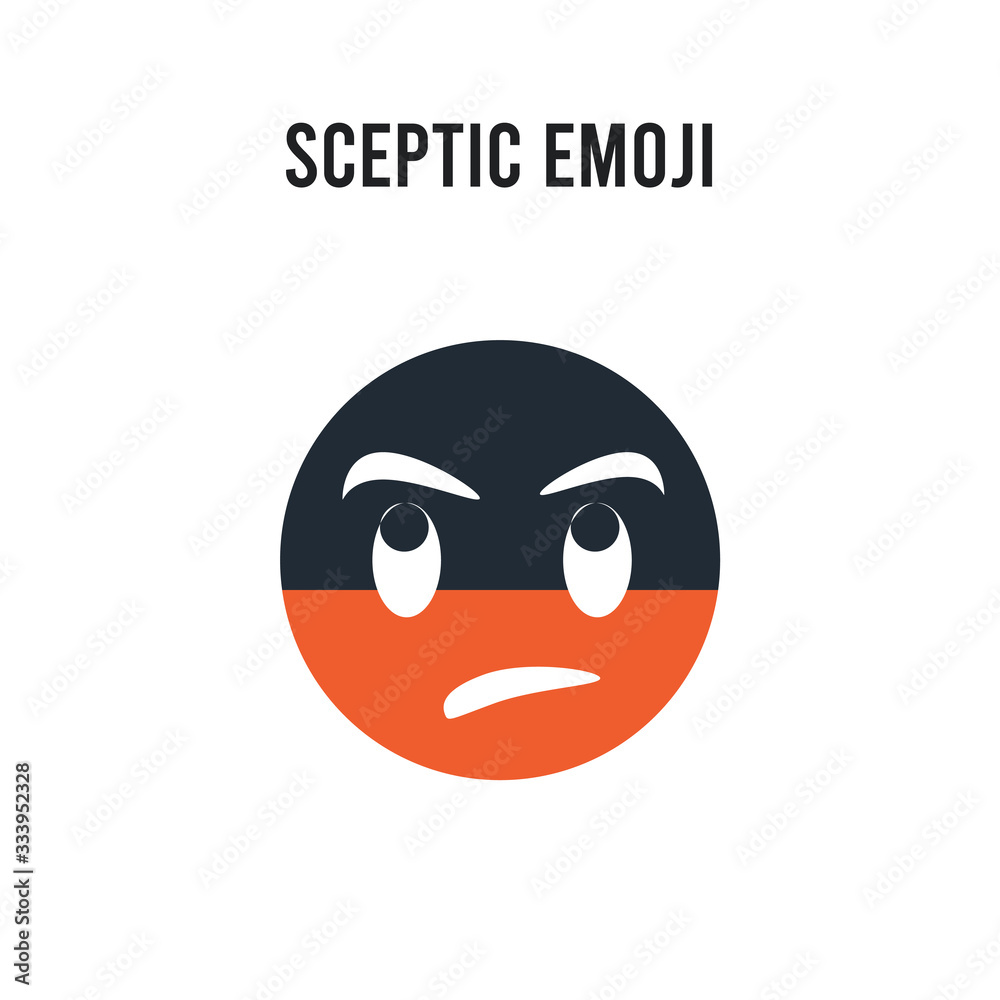 Sceptic emoji vector icon on white background. Red and black colored ...