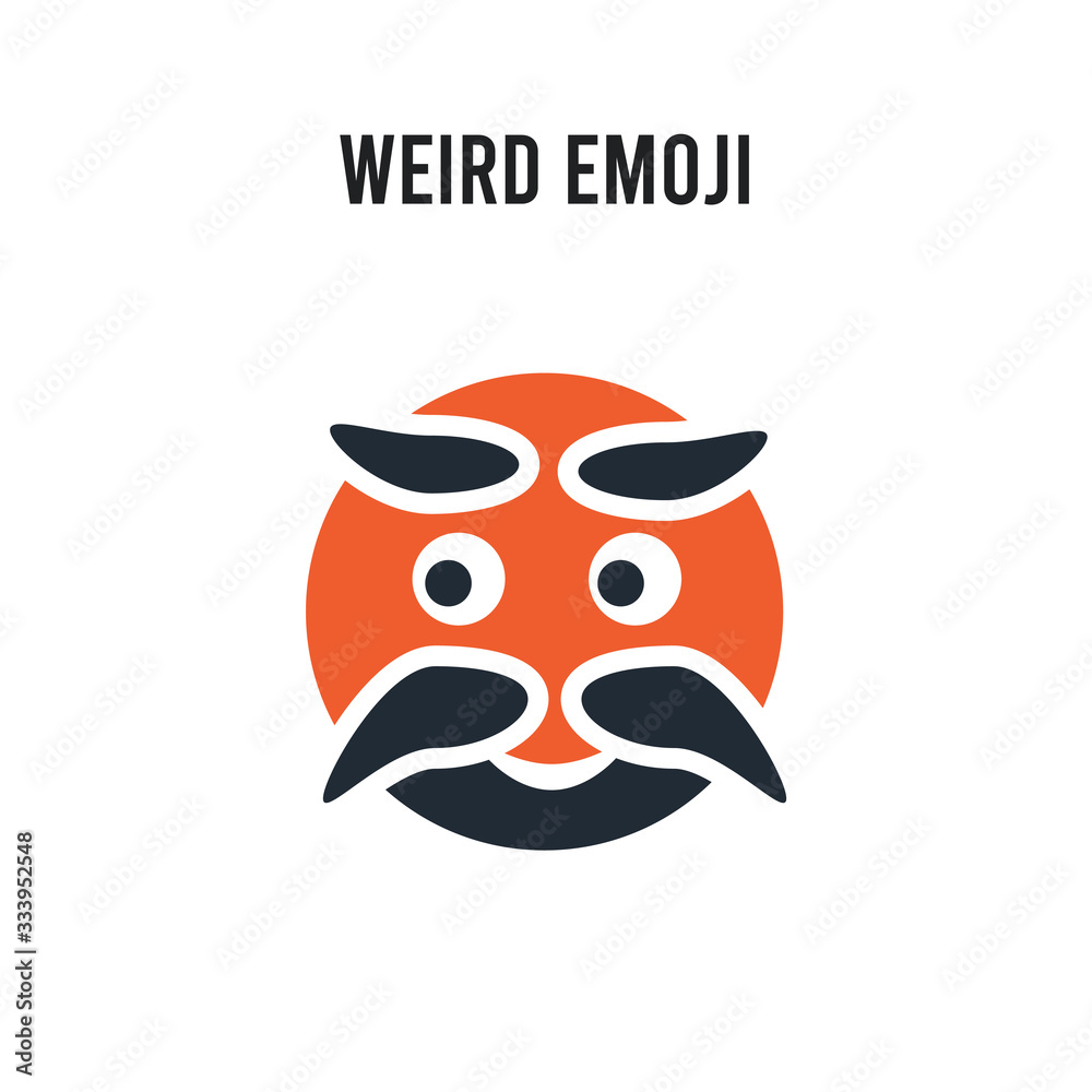 Weird emoji vector icon on white background. Red and black colored ...