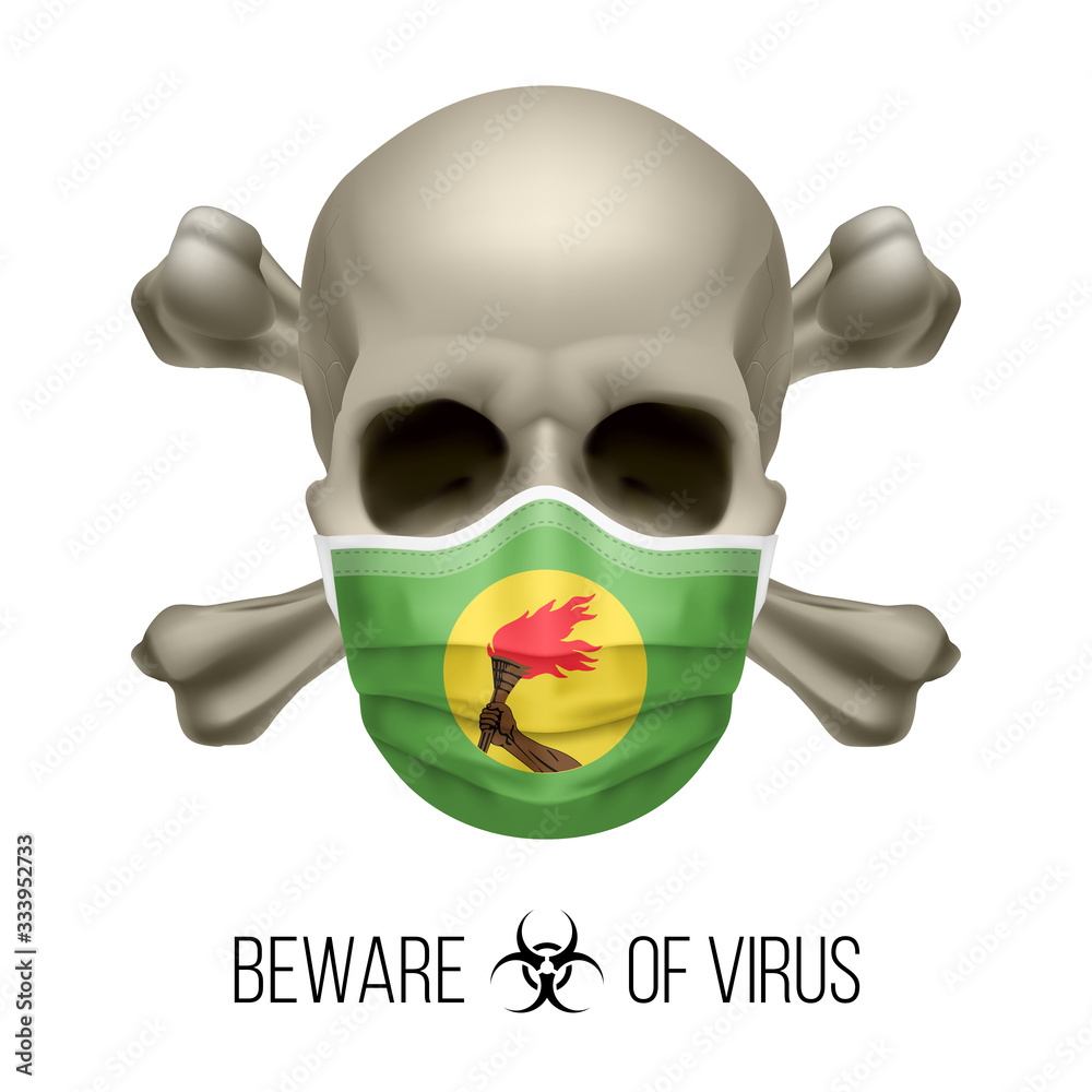 Human Skull with Crossbones and Surgical Mask in the Color of National ...