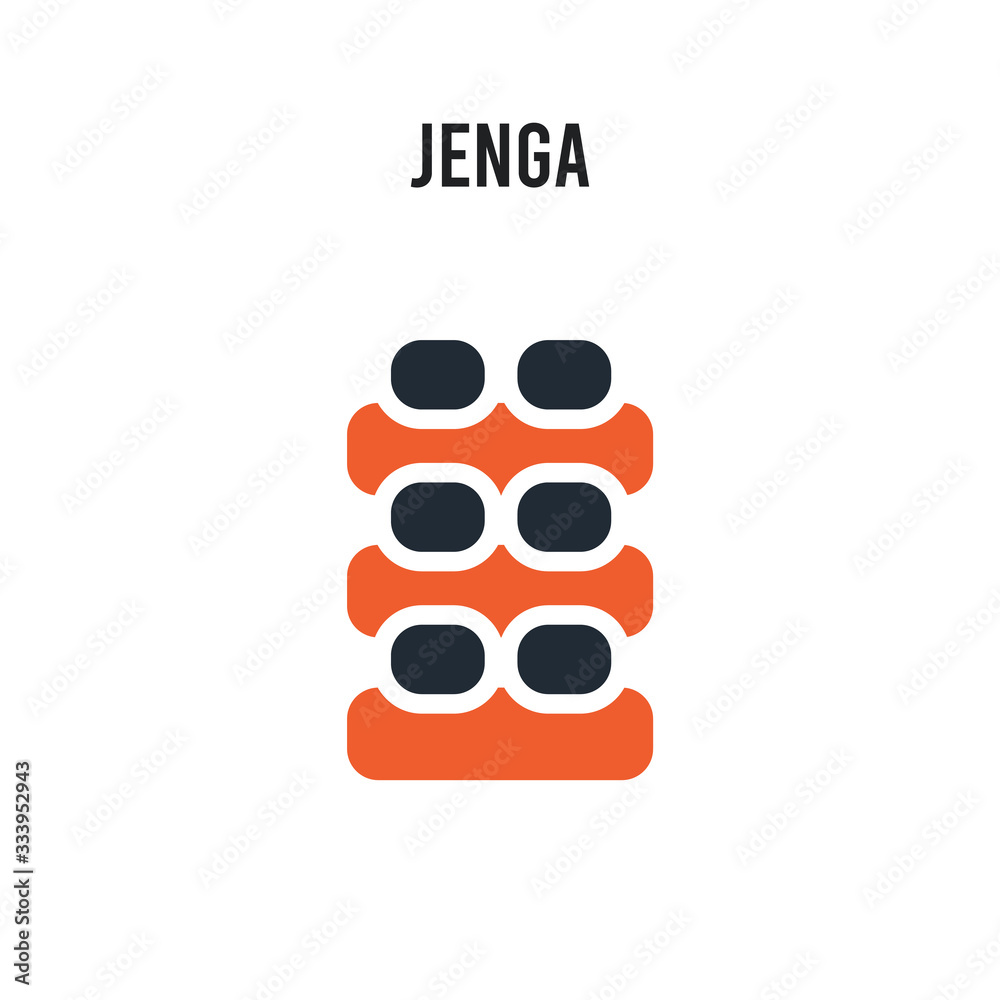 Jenga vector icon on white background. Red and black colored Jenga icon ...