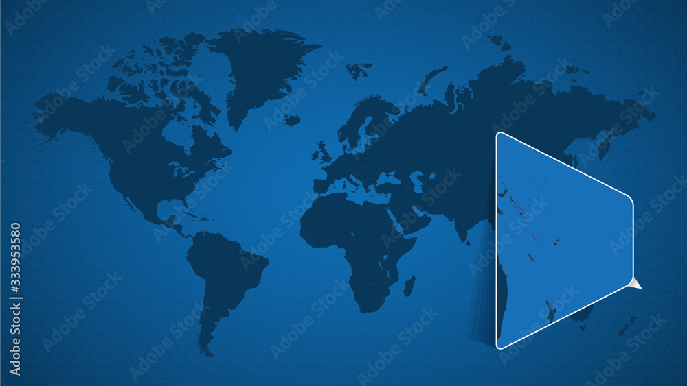 Detailed world map with pinned enlarged map of Tonga and neighboring ...