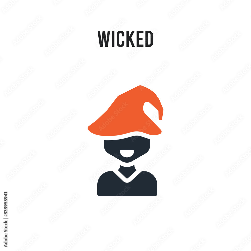 wicked vector icon on white background. Red and black colored wicked ...