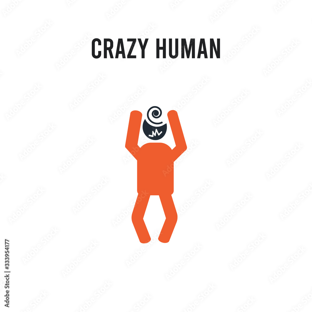 crazy human vector icon on white background. Red and black colored ...