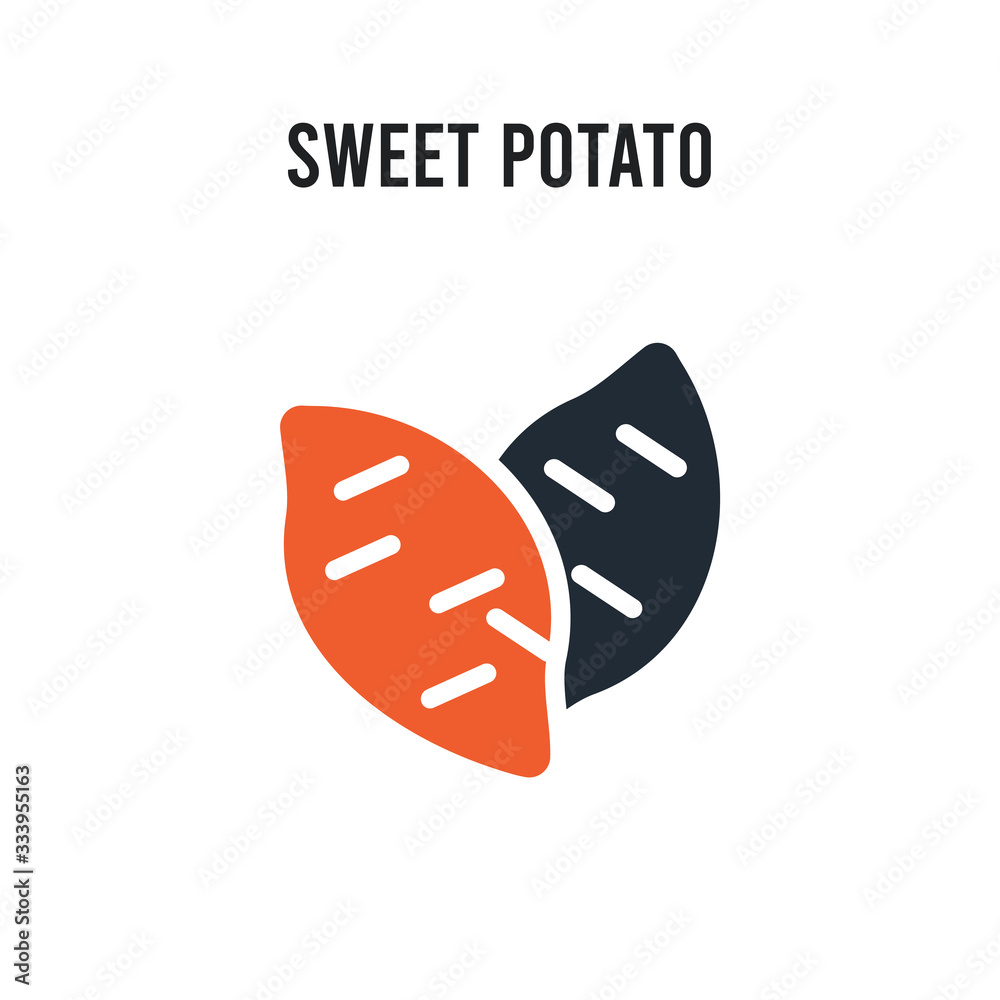 Sweet potato vector icon on white background. Red and black colored ...