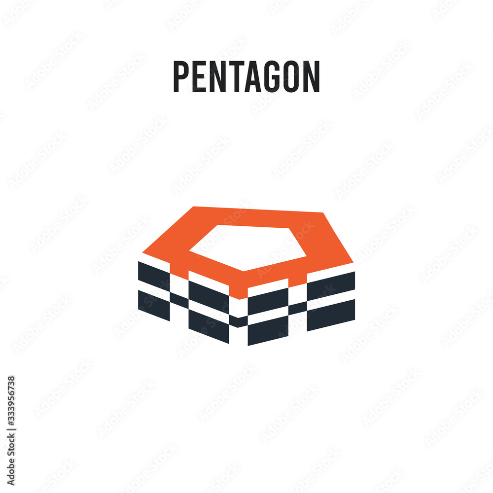 Pentagon vector icon on white background. Red and black colored ...